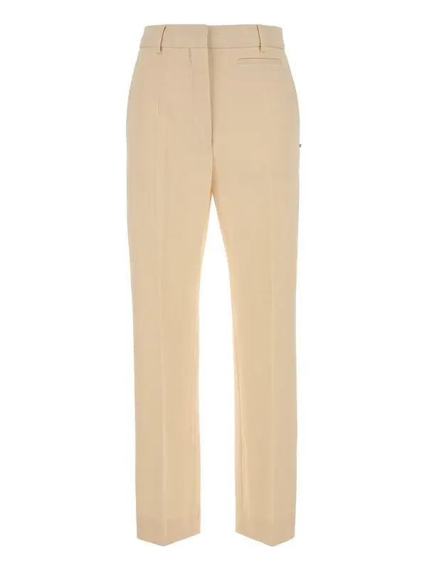Sportmax 100% Cotton Relaxed Pants - Vaniglia
