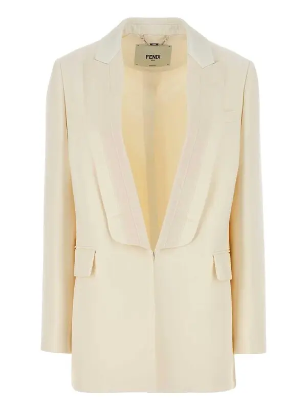 Fendi Wool-blend Blazer With Silk Lining - White
