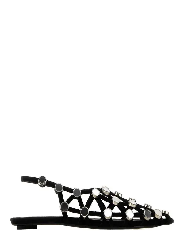 Attico Suede Grid Ballerinas With Embellishments - Black