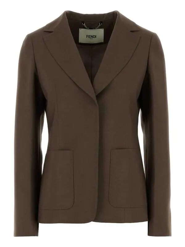 Fendi Mud Wool Blend Blazer - Brown