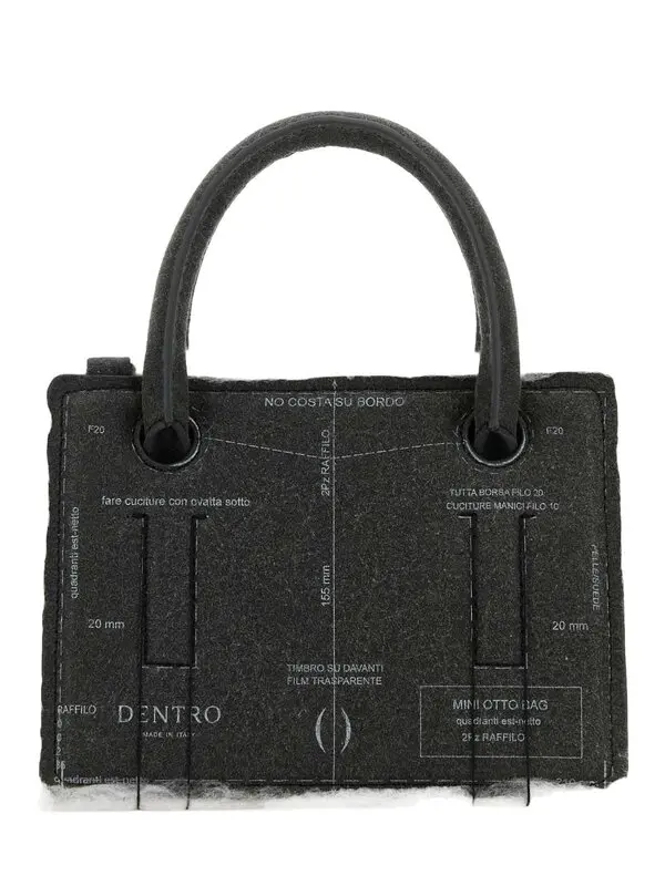 DENTRO Mini Otto Leather Handbag With Silver Hardware - Grey