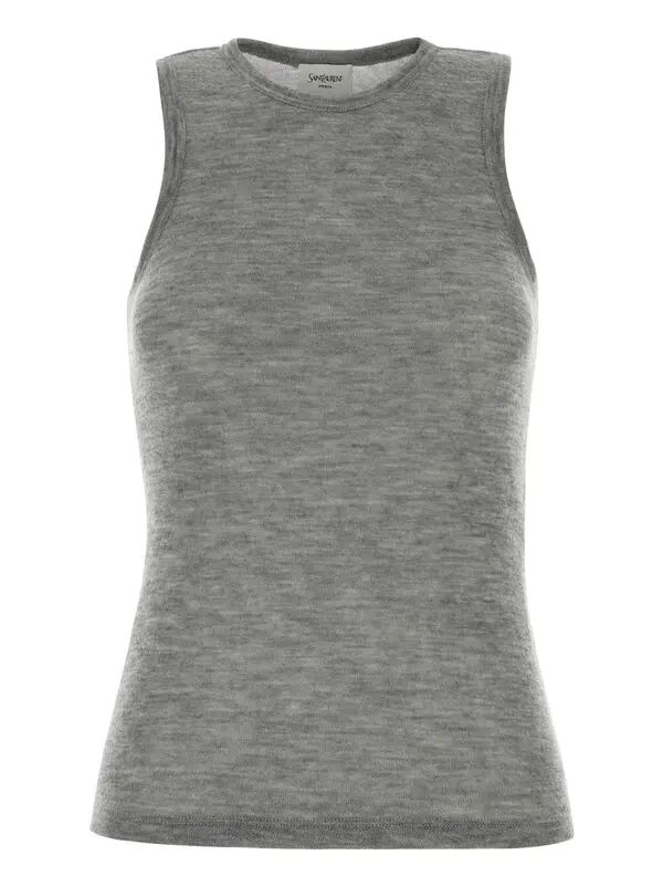 Saint Laurent Melange Cashmere Tank Top - Grey
