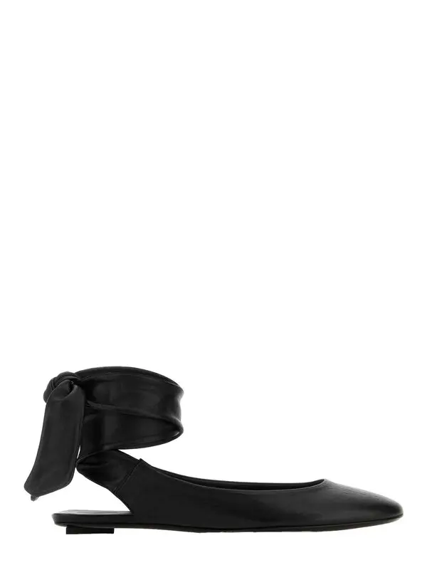 Attico Leather Slip-on Ballerina Slippers - Black