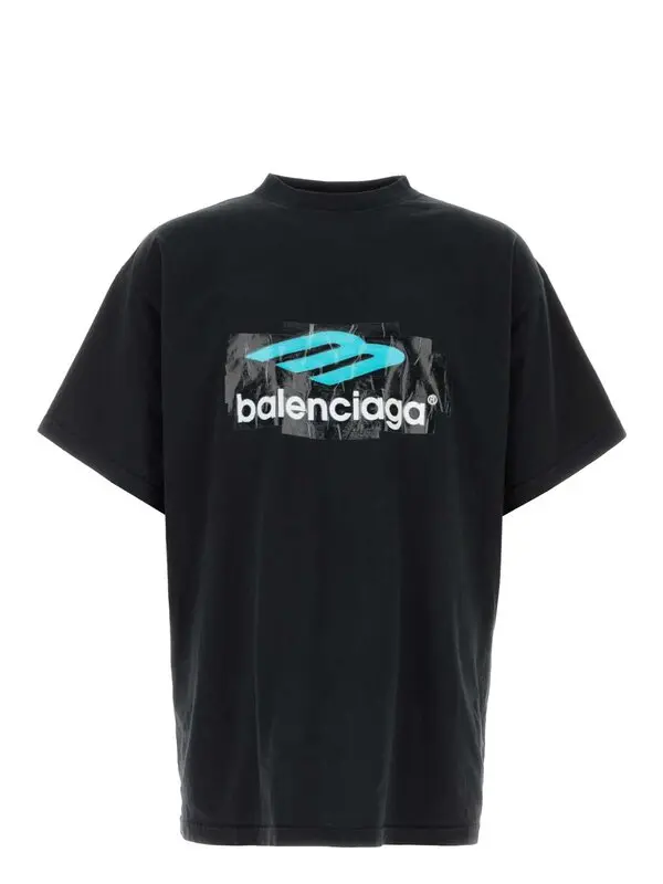 Balenciaga Slate Cotton Oversize T-shirt - Black