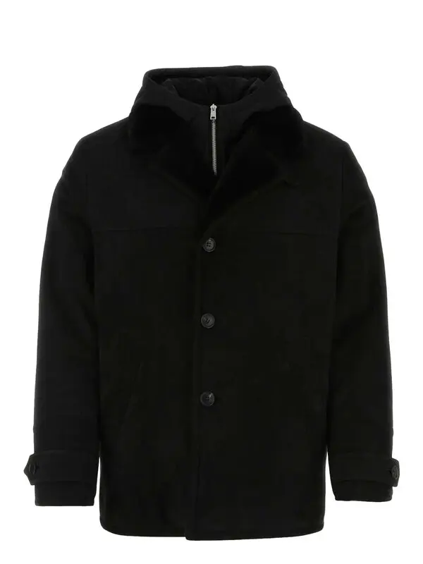 Prada Shearling Jacket With Re-nylon Lining - Black