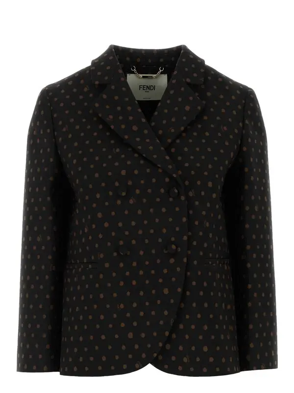 Fendi Double-breasted Stretch Wool-blend Blazer With Polka Dot Print - Printed
