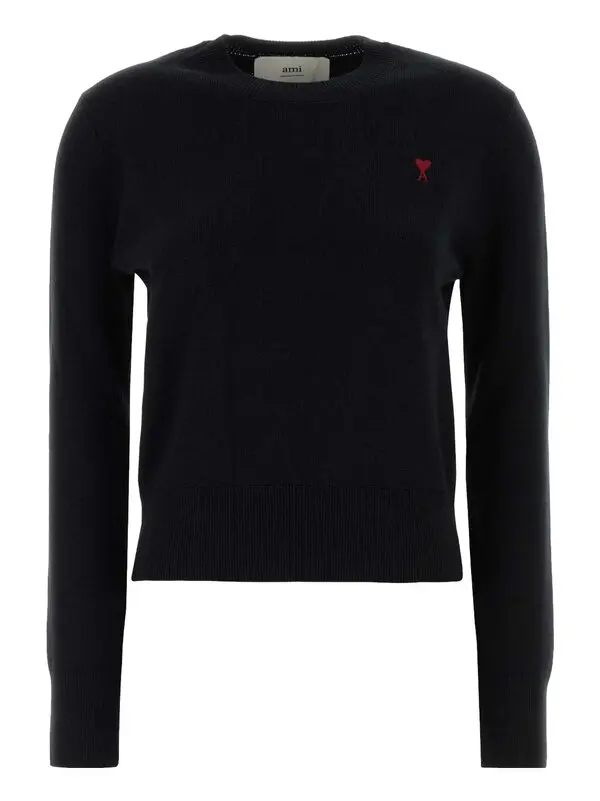 AMI Paris Merino Wool Knit Sweater - Black