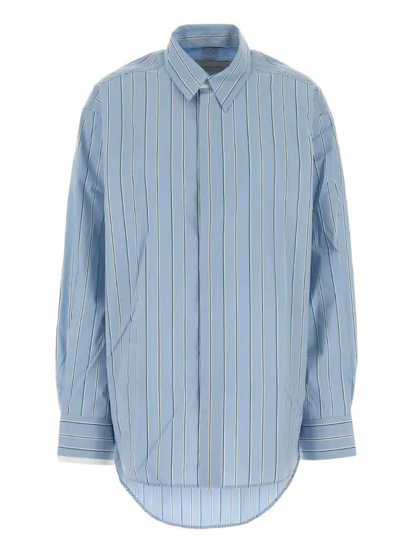 AMI Paris Oversized Striped Detail Poplin Shirt - Stripped