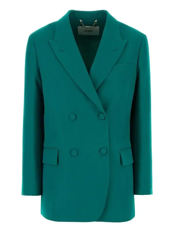 Fendi Double-breasted Grain De Poudre Virgin Wool Blazer - Light Blue