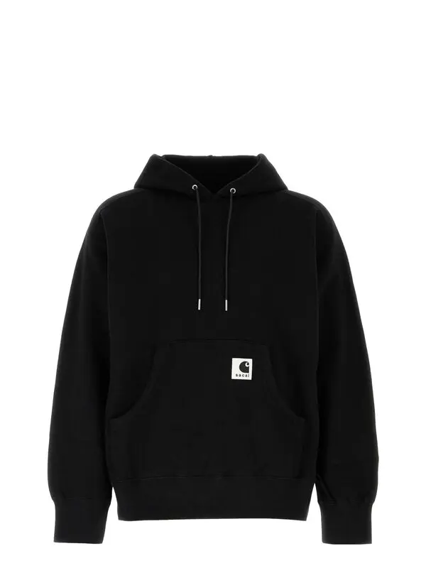 Sacai Cotton T-shirt Hoodie With Hybrid Design - Black