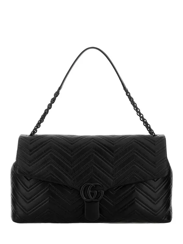Gucci Gg Marmont Leather Maxi Shoulder Handbag - Black