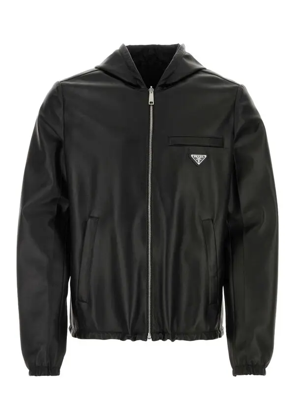 Prada Nappa Leather Reversible Bomber Jacket - Black