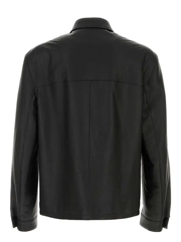 Prada Leather Zip-up Jacket With Cotton Lining - Black