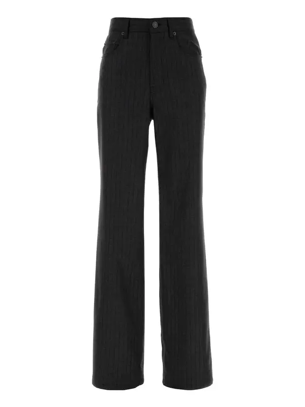 Balenciaga Embroidered Wool Palazzo Pants - Stripped