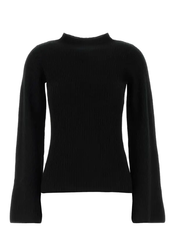 Le Kasha Utah Organic Cashmere Ribbed High Neck Sweater - Black