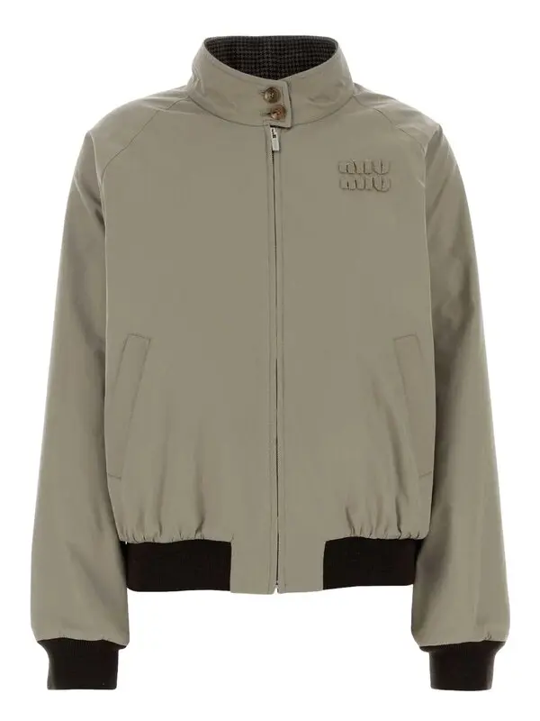 Miu Miu Reversible Cotton-blend Bomber Jacket With Virgin Wool Lining - Grey