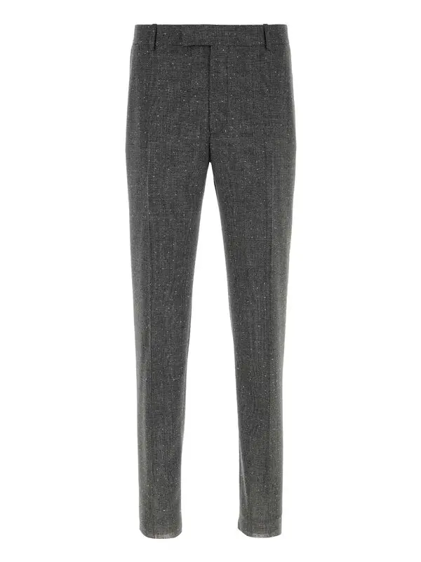 Alexander McQueen Embroidered Wool Cigarette Pant With Detail - Checked