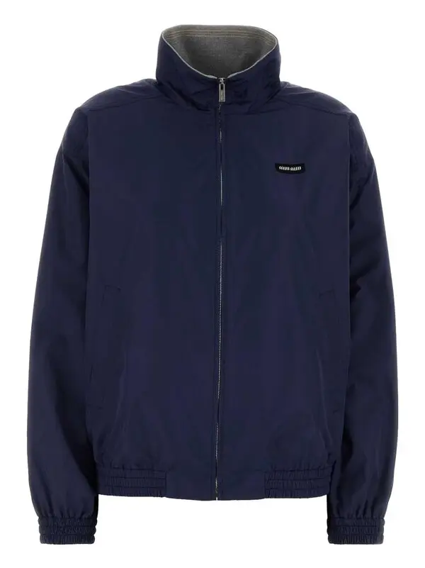 Miu Miu Recycled Polyester Zip-up Windbreaker - Blue