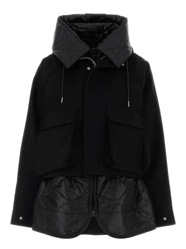 Sacai Sleek Nylon And Wool Jacket - Black