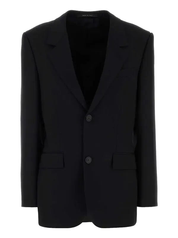 Balenciaga Single-breasted Wool Blazer With Notched Lapel - Black