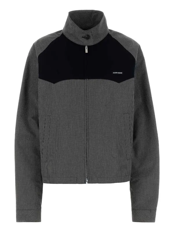 Miu Miu Embroidered Cotton Jacket - Checked