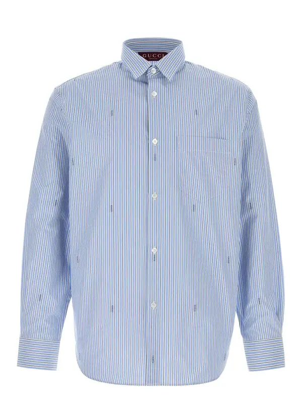 Gucci Striped Embroidered Poplin Shirt - Stripped