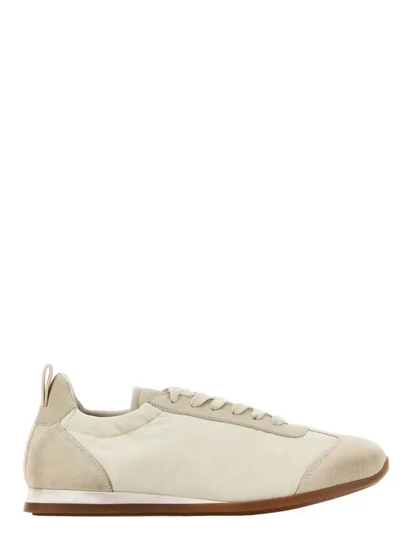 UMA WANG Canvas And Suede Lace-up Sneakers - White