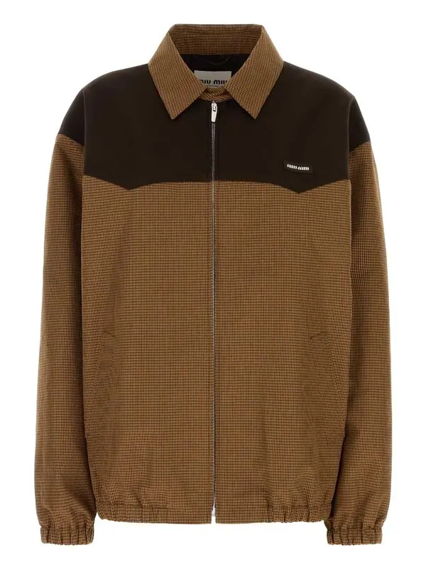 Miu Miu Embroidered Cotton Jacket - Checked