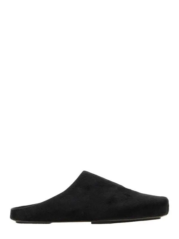 UMA WANG Leather Hair Slippers - Black