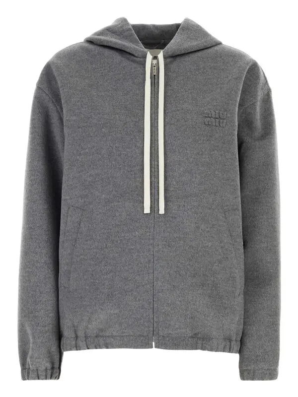 Miu Miu Wool-cashmere Blend Zip-up Jacket - Grey