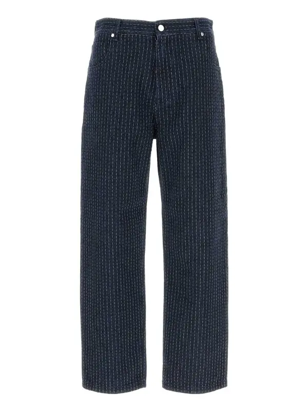 Fendi Embroidered Stretch Denim Jeans - Blue