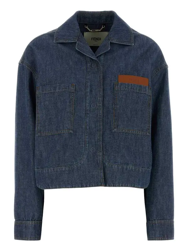 Fendi Denim Button-front Shirt With Classic Collar - Blue