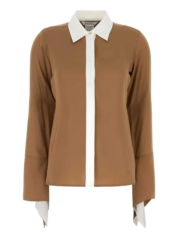 Max Mara Silk Crepe Pio Shirt - Camel