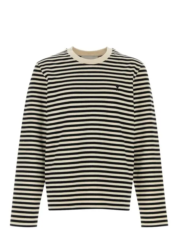 AMI Paris Embroidered Cotton T-shirt For - Stripped