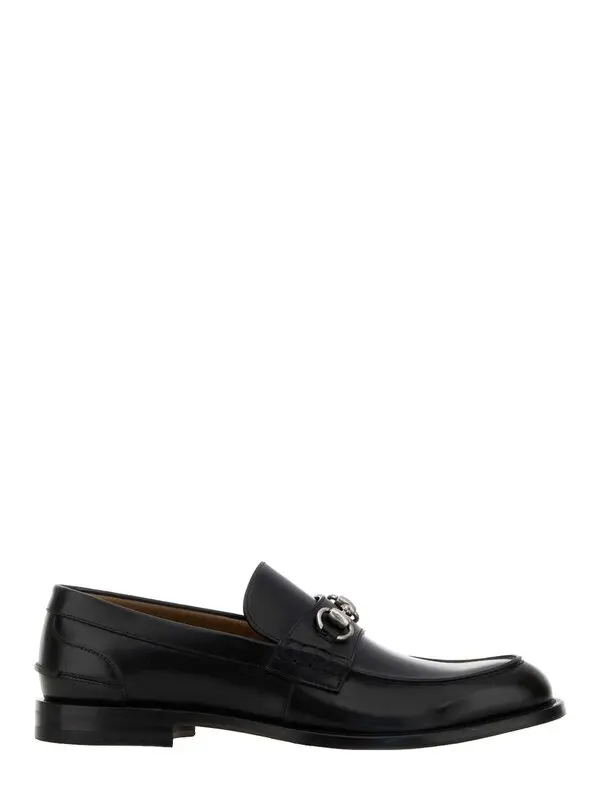 Gucci Leather Loafers With Horsebit Detail - Black