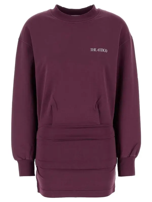 Attico Stretch Cotton Mini Dress - Purple