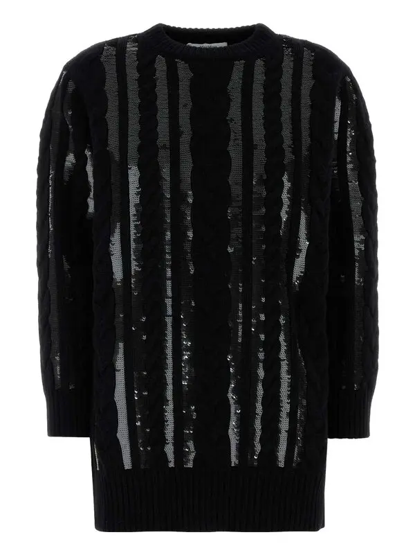 Max Mara Mambo Wool-cashmere Sequin Detail Sweater Dress - Black