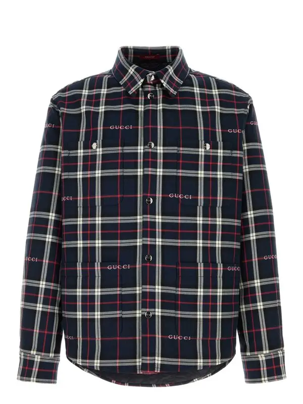 Gucci Embroidered Cotton Shirt For - Checked