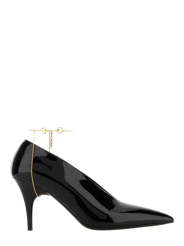 Gucci Leather Pumps With Chain Detail - Black