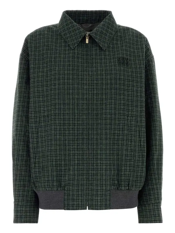 Miu Miu Embroidered Zip-up Jacket - Checked