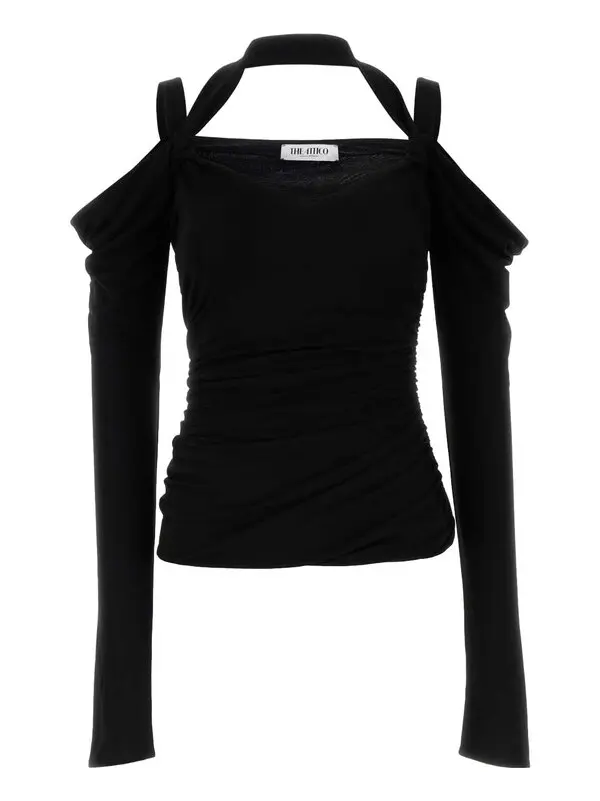Attico Crepe Top With Draping - Black