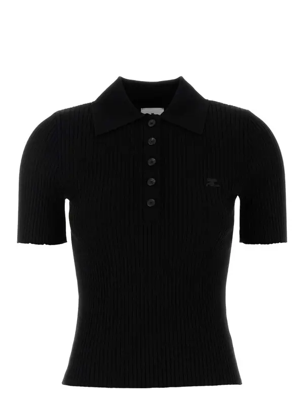 COURREGES Viscose-blend Polo Shirt - Black