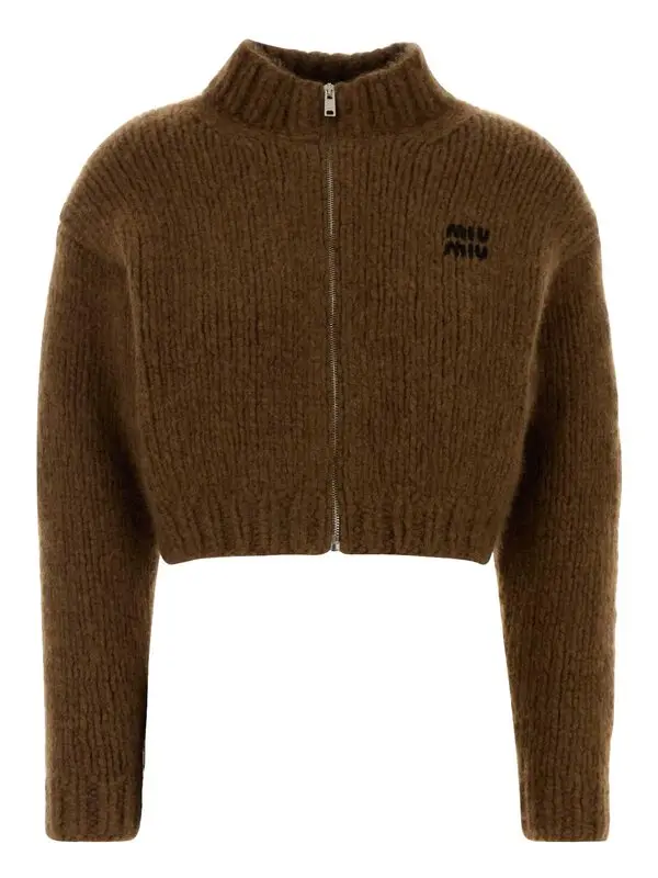 Miu Miu Cashmere Zip-up Cardigan - Brown