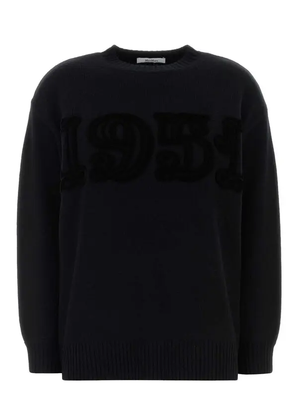 Max Mara Wool-cashmere Blend Sweater With "1951" Applique - Black