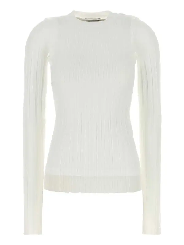 Sportmax Ribbed Knit Long Sleeve Top - White