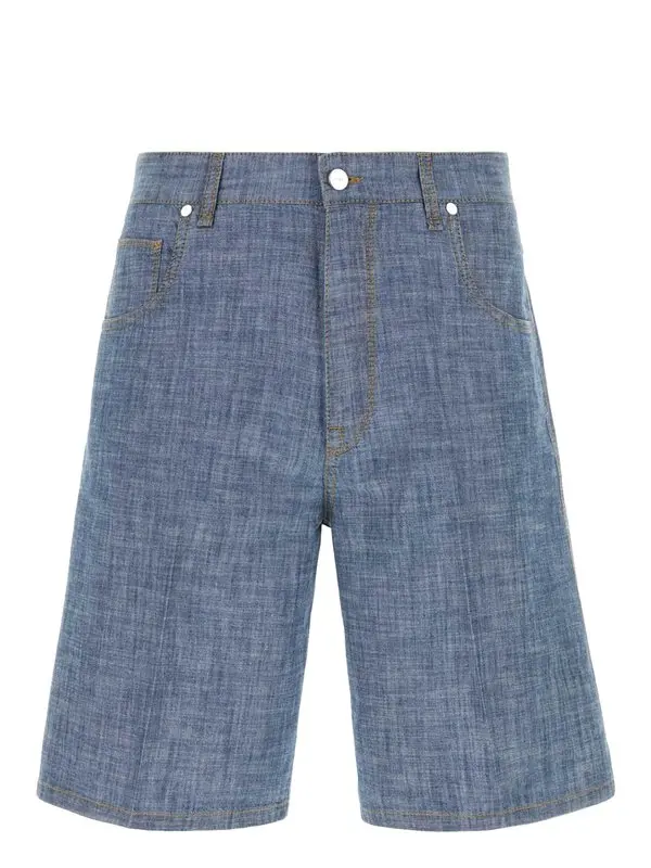 Fendi Chambray Tailored Bermuda Shorts - Light Blue