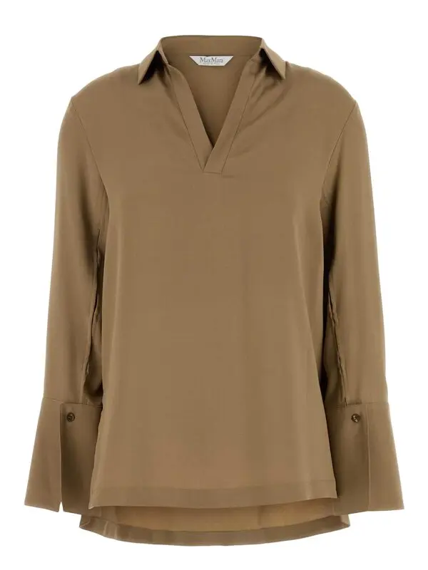 Max Mara Dover" Stretch Crepe Blouse - Camel
