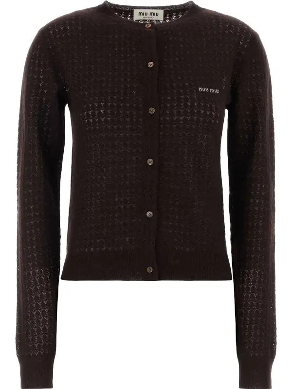 Miu Miu Cashmere-silk Cardigan Sweater - Brown
