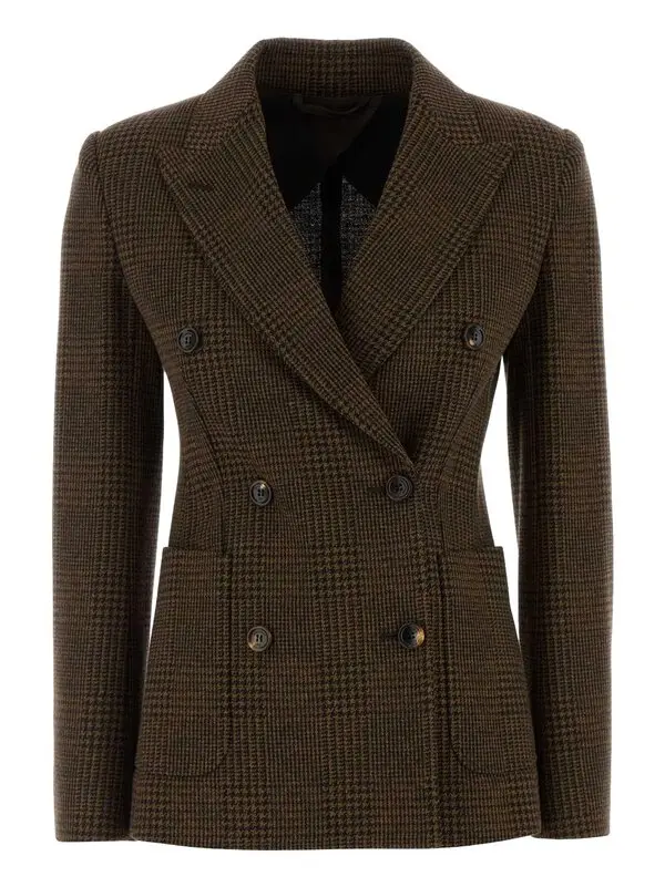 Max Mara Zulma Embroidered Cotton-blend Double-breasted Blazer - Checked
