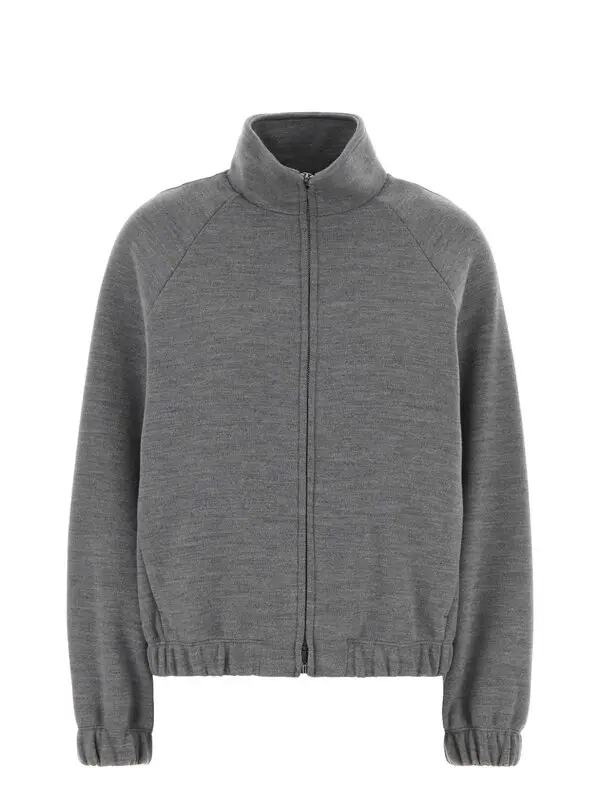 Max Mara Melange Wool-blend Full-zip Sweatshirt - Grey